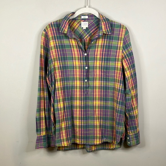 J. Crew | Tops | J Crew Boy Fit Plaid Popover | Poshmark